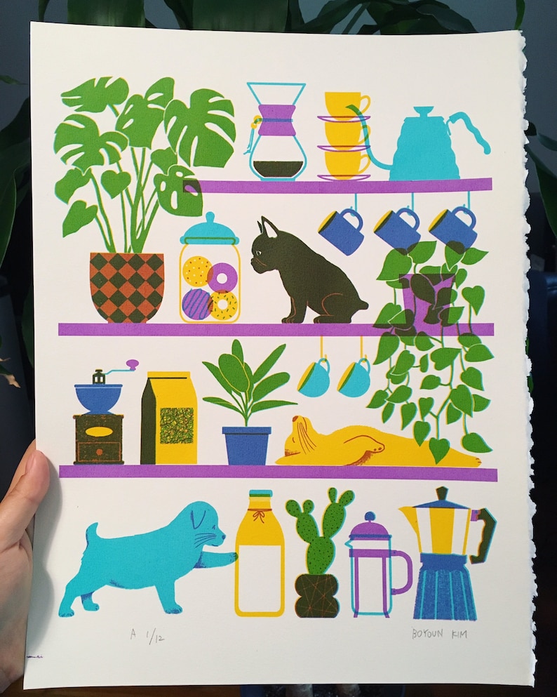 Dogs on Shelves Original Screenprint 11 X 14 - Etsy