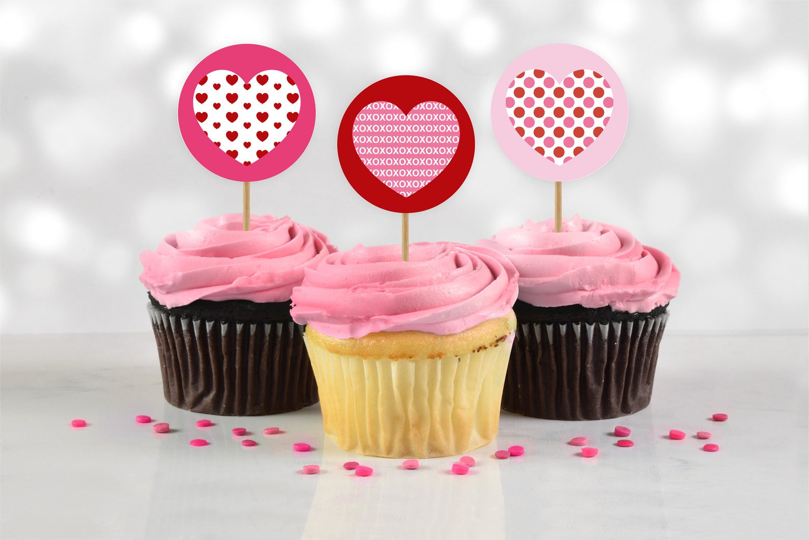 Valentines Printable Cupcake Hearts Topper - Etsy