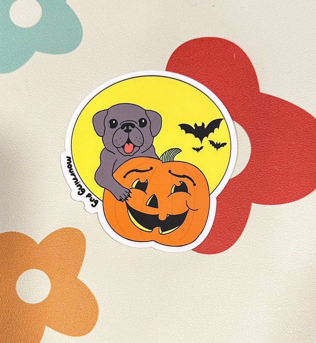 Black Pug With Jack-o’-lantern - Etsy