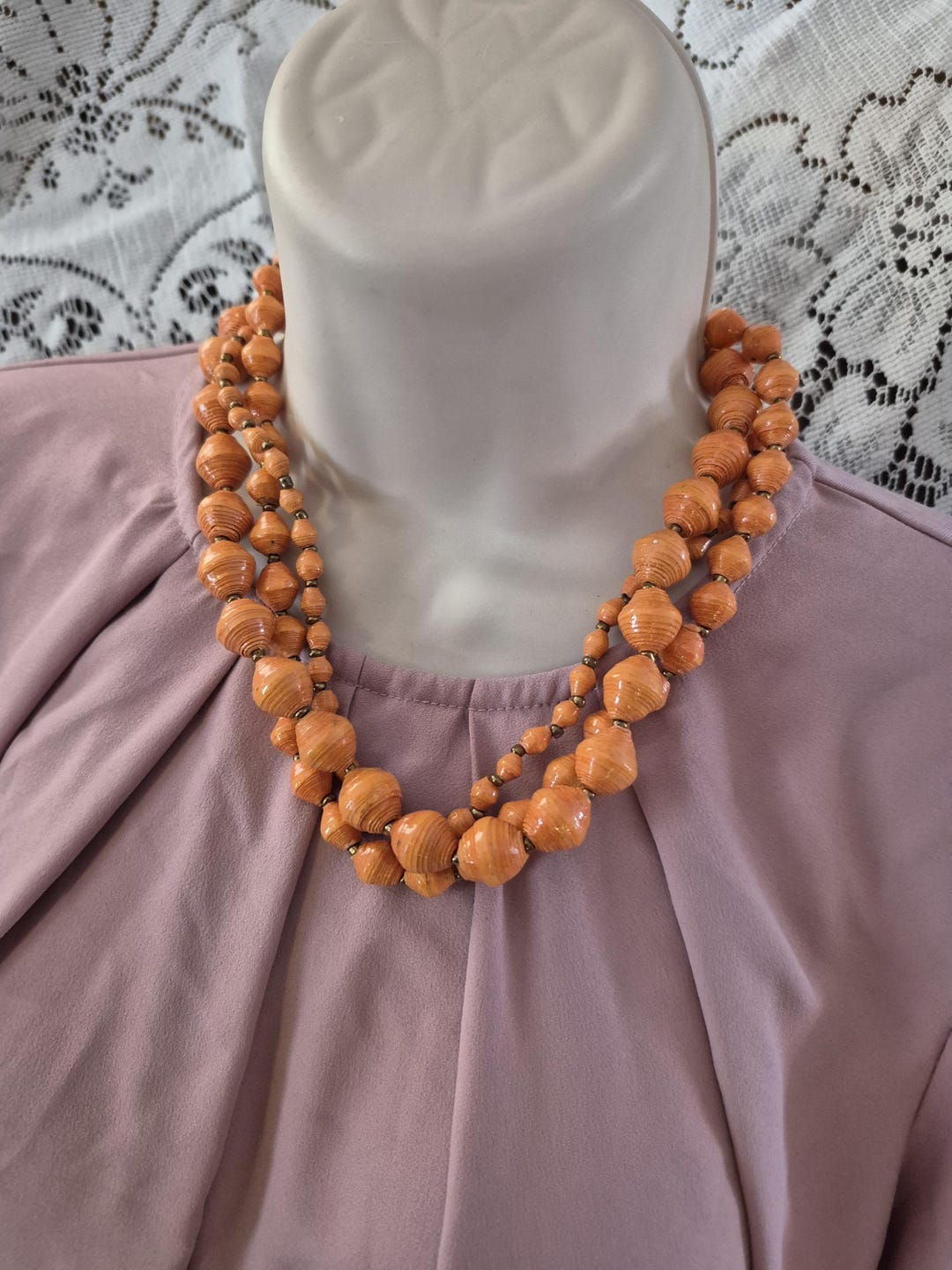 Vintage 18 Teng Yue Paper Bead Snap Necklace - Etsy