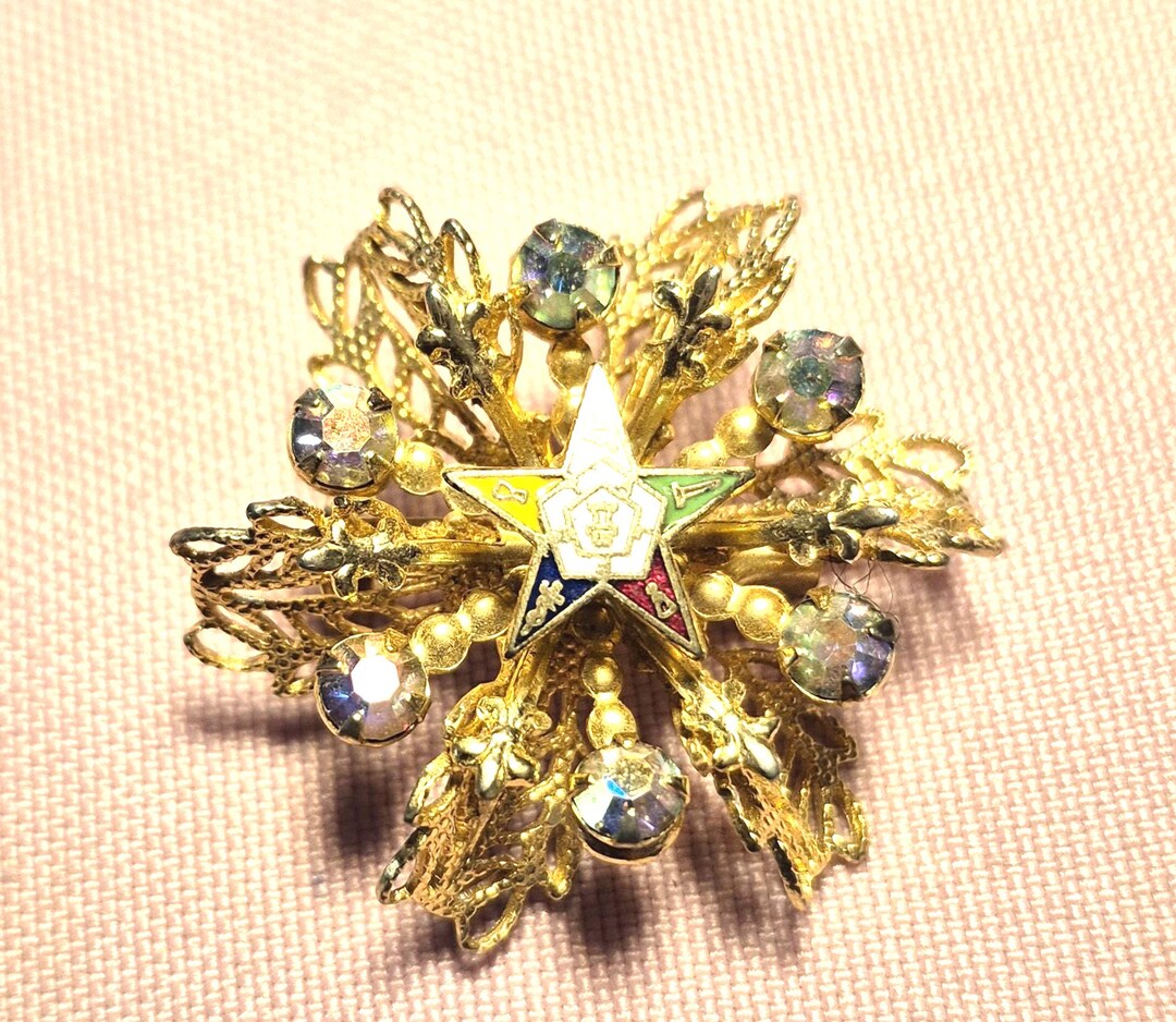 Vintage Order of the Eastern Star Rhinestone Brooch - Etsy