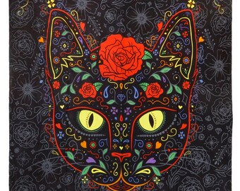 Day of the Dead Cat Tapestries - Etsy