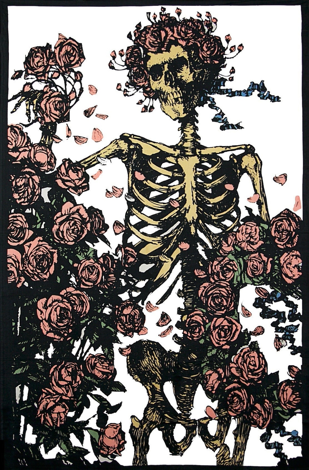 Grateful Dead Vintage Skeleton and Roses Tapestry Wall Art Hanging ...