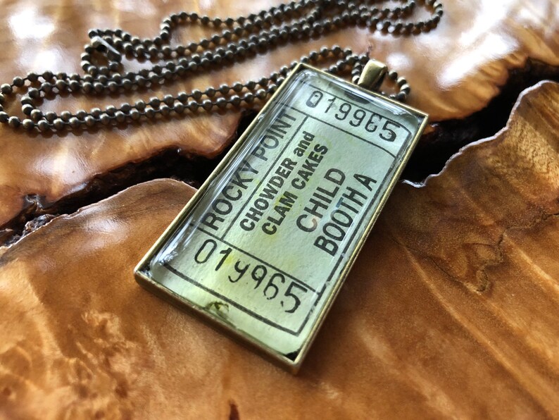 Rocky Point Park Ticket Pendant Necklace Chowder and Clam | Etsy