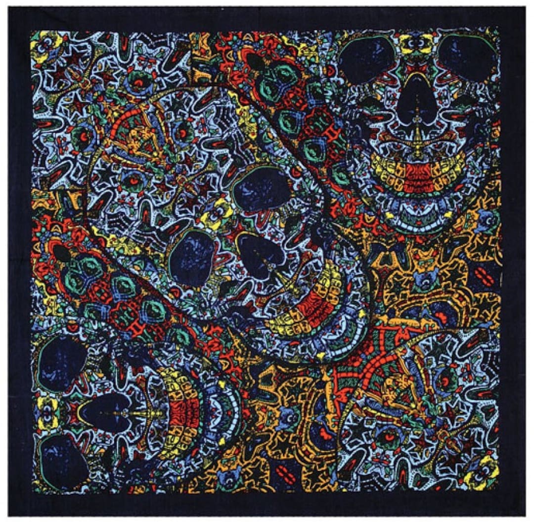 3D Psychedelic Pirate Skull Bandana Handkerchief Hanky Doo Rag Ski Mask ...