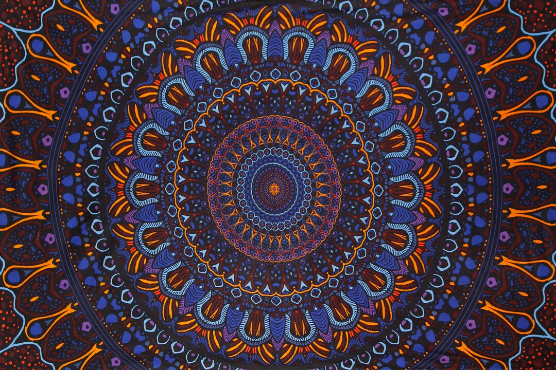 3D Eclipse Mandala Tapestry Wall Hanging Black Light Reactive Art ...