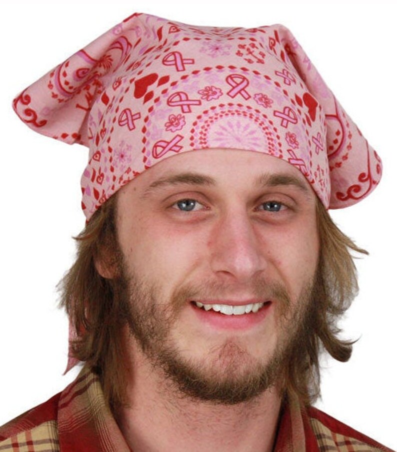Pink Ribbon Bandana Handkerchief Awareness Hearts - Etsy