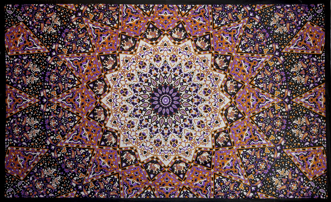 Glow in the Dark Indian Mandala Tapestry Blacklight Reactive Wall ...