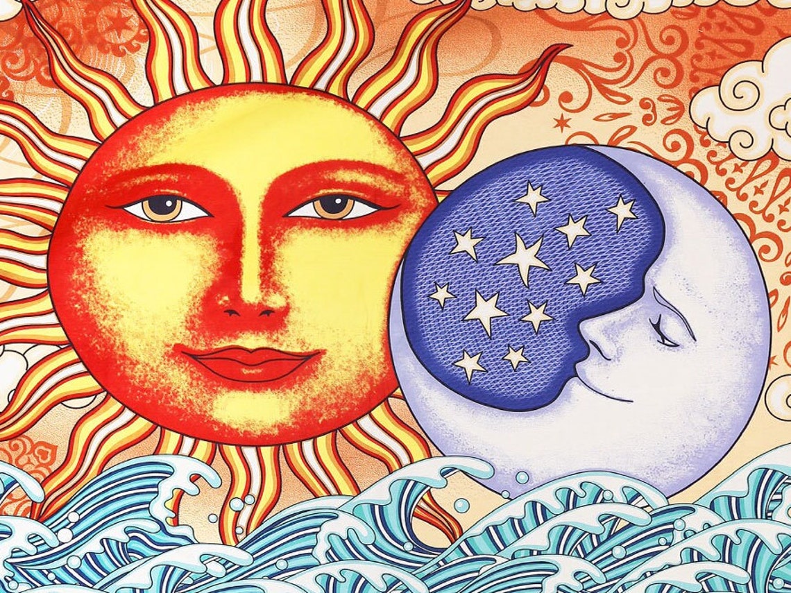 Dan Morris Sun and Moon New Age Tapestry Wall Hanging Clouds - Etsy