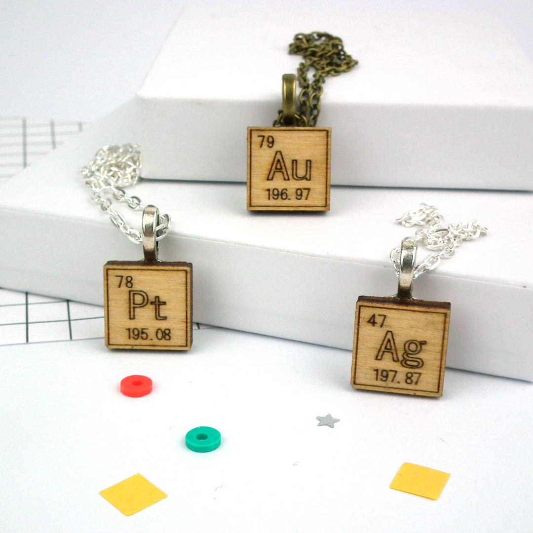 Periodic Table Element Wooden Laser Cut Necklace - Etsy
