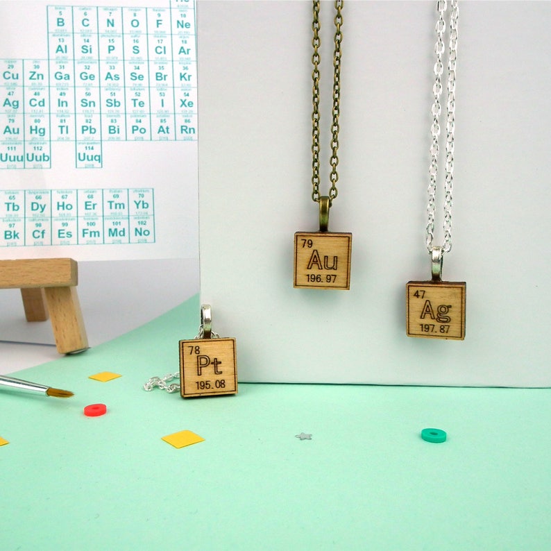 Periodic Table Element Wooden Laser Cut Necklace - Etsy