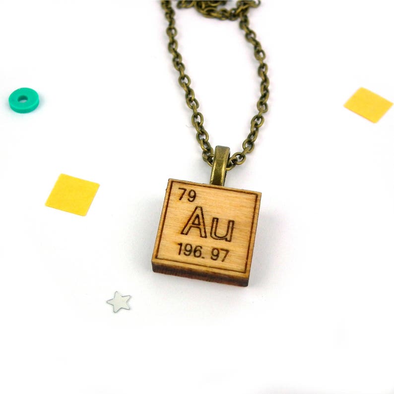 Periodic Table Element Wooden Laser Cut Necklace - Etsy