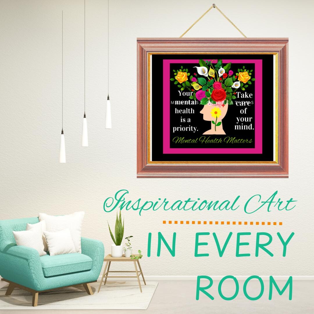 Mental Health Matters - Colorful Inspirational Wall Art Print, Quote ...