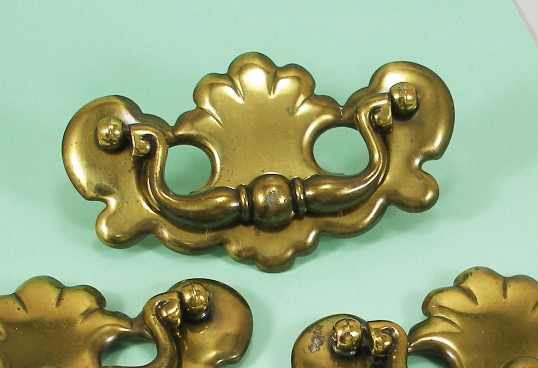Salvaged Brass Batwing Drawer Pulls - Set of 5 - Old Vintage Hardware ...
