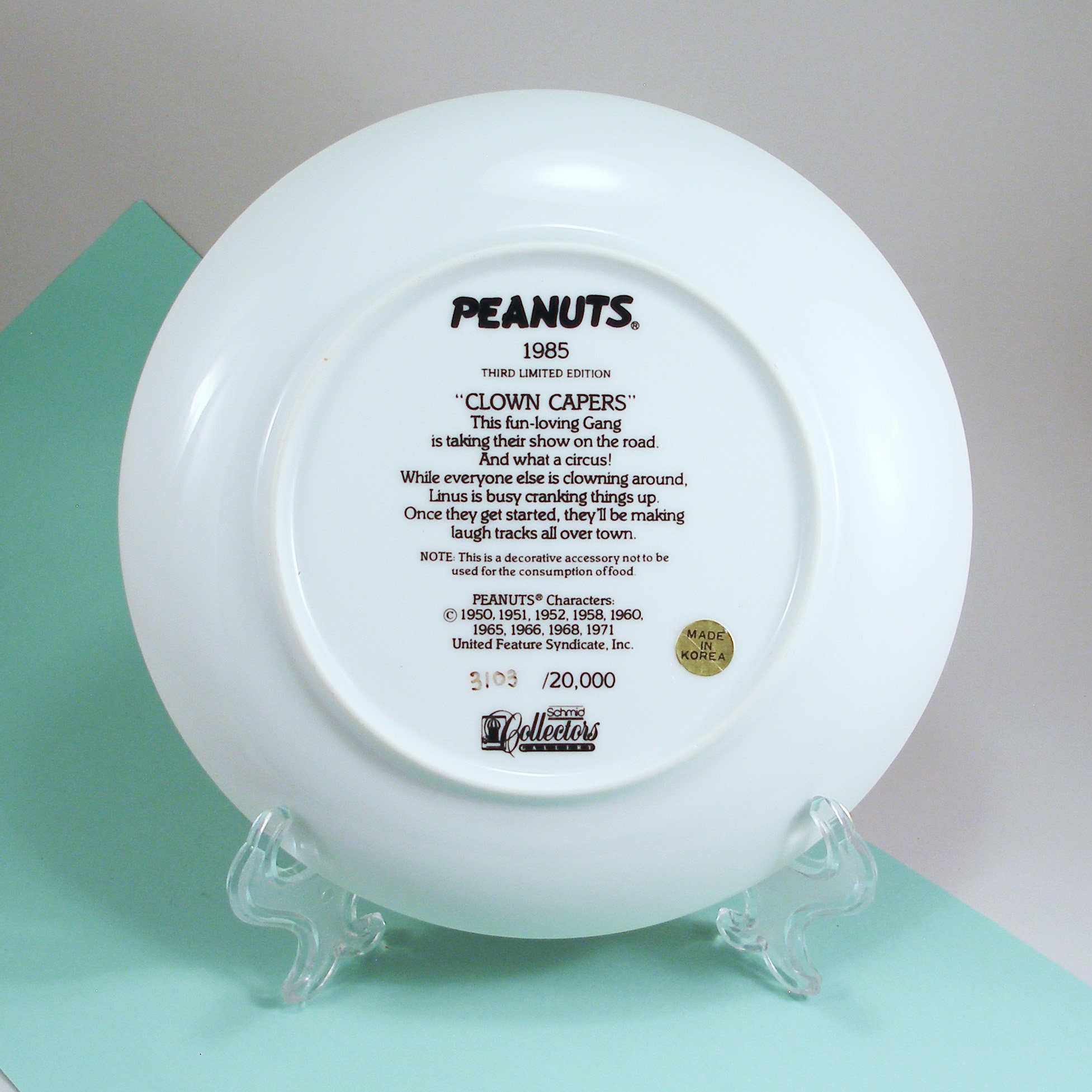 Vintage 1985 Snoopy Collectibles - Clown Capers Circus - 1985 Annual ...