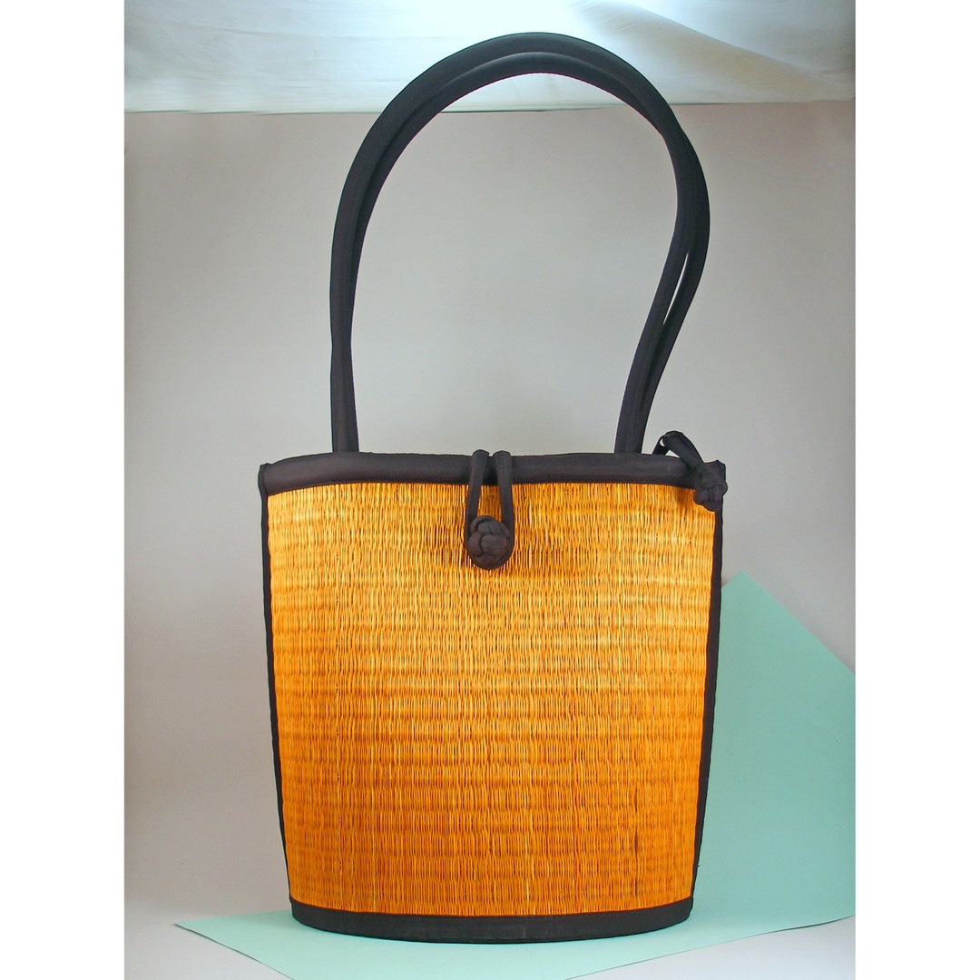 Handmade Straw Purse - Bright Orange and Black - Baskets of Cambodia ...