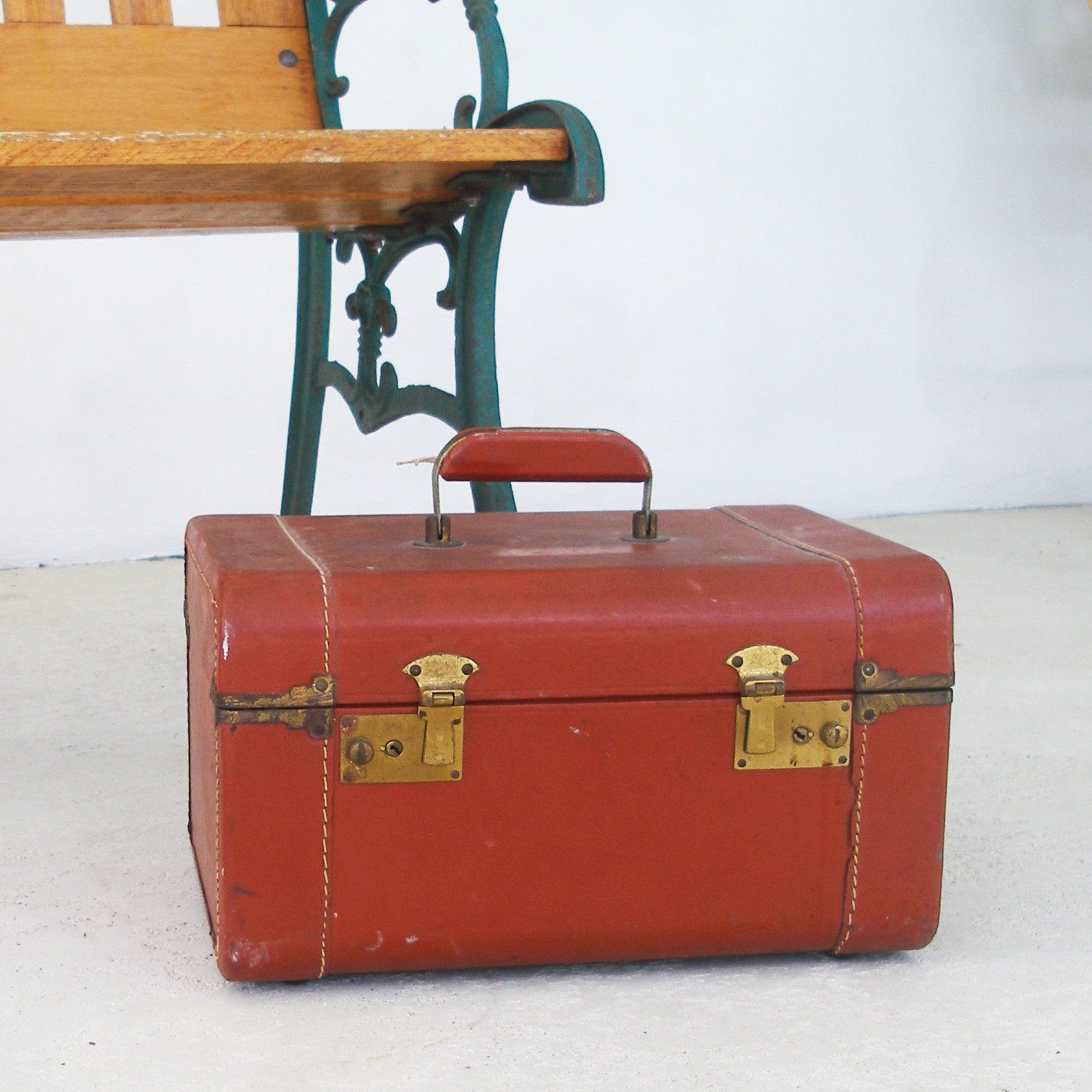 REDUCED Price Vintage Leather Train Case With Mirror Hard Luggage ...