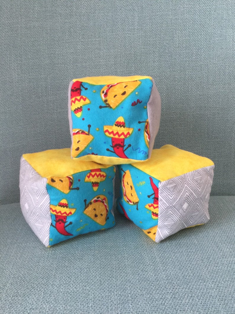 Taco Bout A Good Time Rattle Blocks & Burp Cloth Set | Etsy