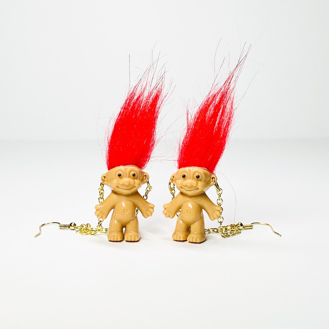 Mini Troll Doll Earrings, Red Troll Doll Earrings, Troll Earrings ...