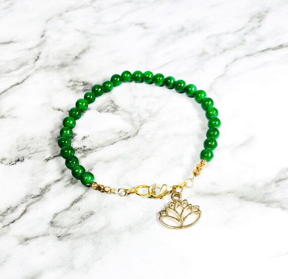 Beaded Bracelet Green Stone Bracelet Beaded Gemstone - Etsy