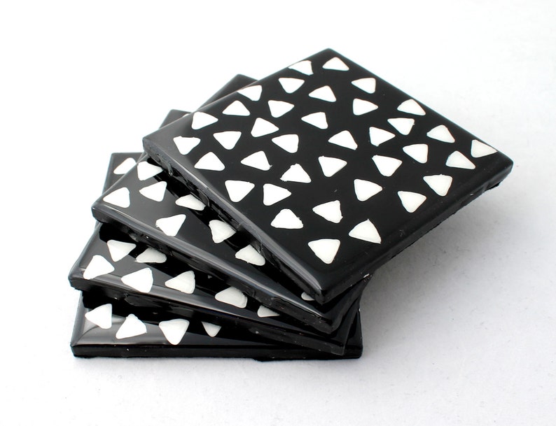 Resin Tile Coasters Set of 4 Handpainted Coasters Painted - Etsy
