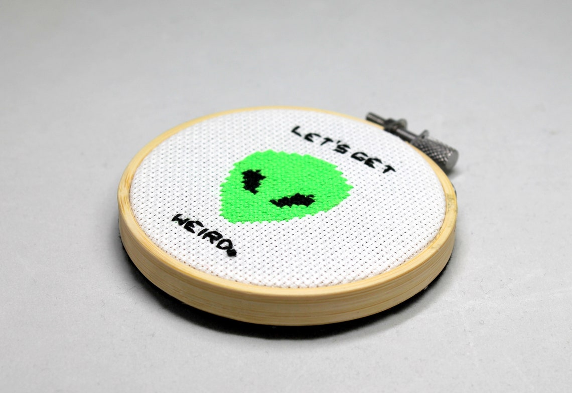 Cross Stitch Green Alien Mini Cross Stitch Small Cross | Etsy