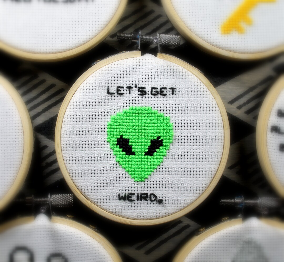 Cross Stitch, Green Alien, Mini Cross Stitch, Small Cross Stitch, Space ...