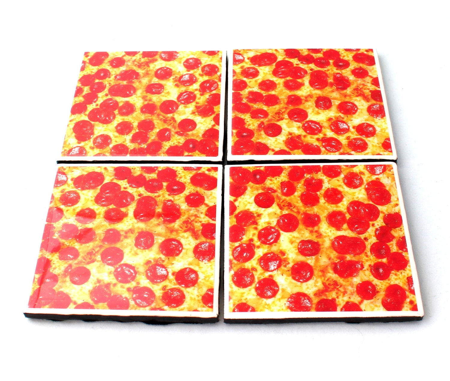 Resin Tile Coasters- Set of 4, Pizza Coasters, Pepperoni Pizza Coasters ...