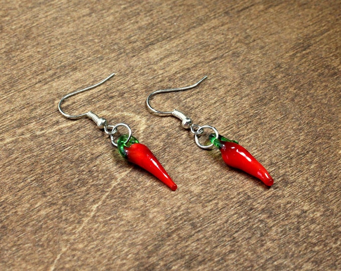 Mini Red Chili Pepper Earrings, Chile Pepper, Food Jewelry, Red Pepper ...