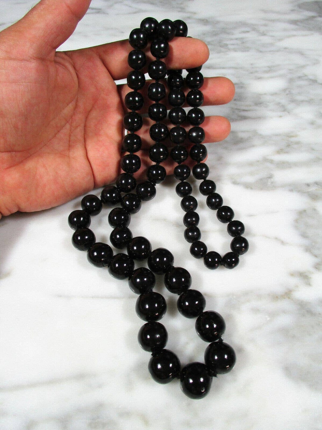 Huge RARE Vintage Natural Hawaiian Black Coral Round Graduated Bead ...
