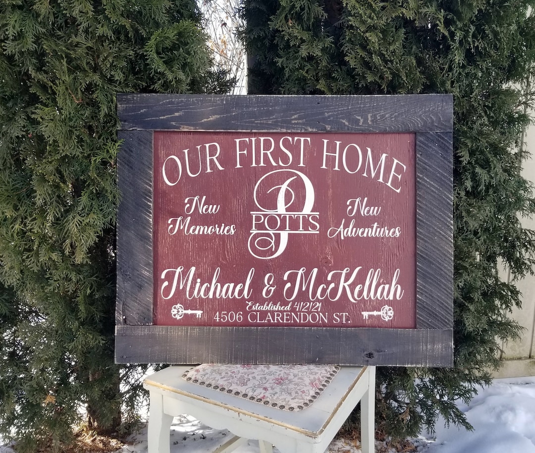 Personalized Our First Home Sign, Custom First Names Sign, New Home ...