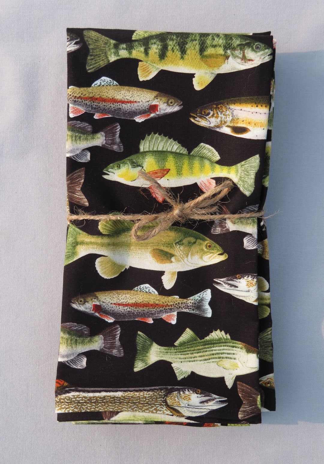 Set of 6 Fish Napkins 100% Cotton on Black - Etsy