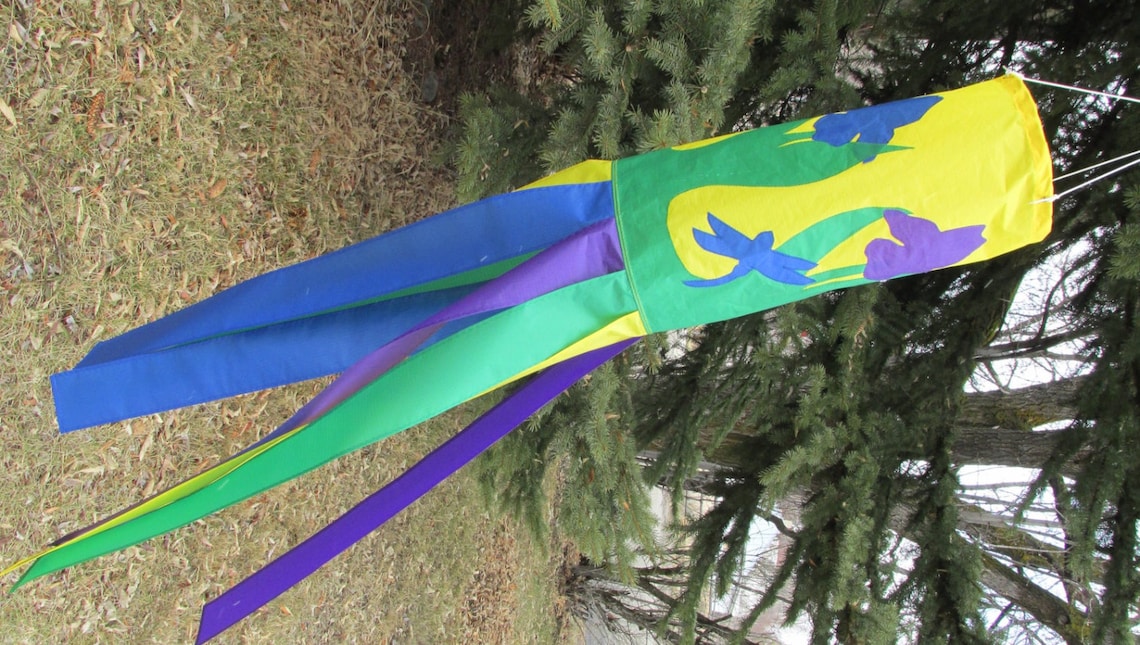 Iris and Dragonfly Windsock 6 Ft Ripstop Nylon Spinnaker Cloth | Etsy