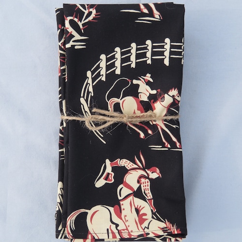 Set of 6 Roping Ranch Terra Cotta Cowboy 100 % Cotton Napkins - Etsy