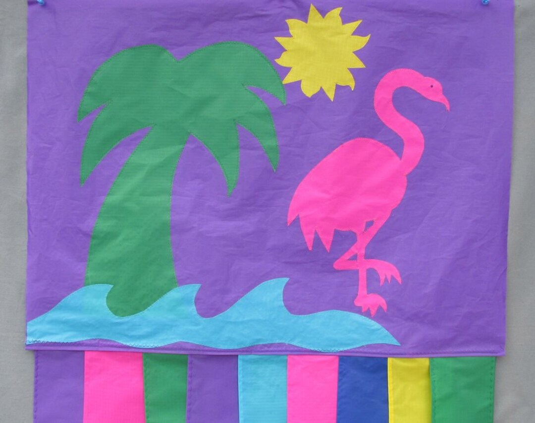 Pink Flamingo and Palm Tree Windsock 6 Ft Ripstop Nylon Spinnaker Cloth ...