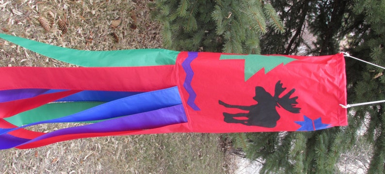 Moose and Pine Tree Windsock 6 Ft Ripstop Nylon spinnaker | Etsy