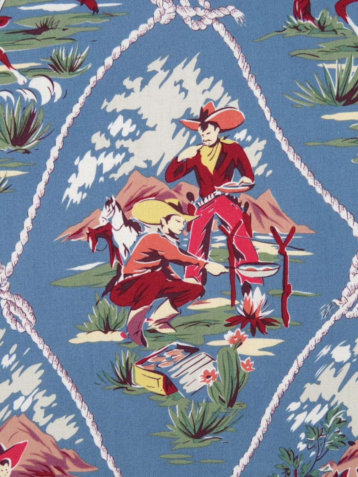 Set of 6 Roping Ranch Slate Blue Cowboy 100 % Cotton Napkins - Etsy