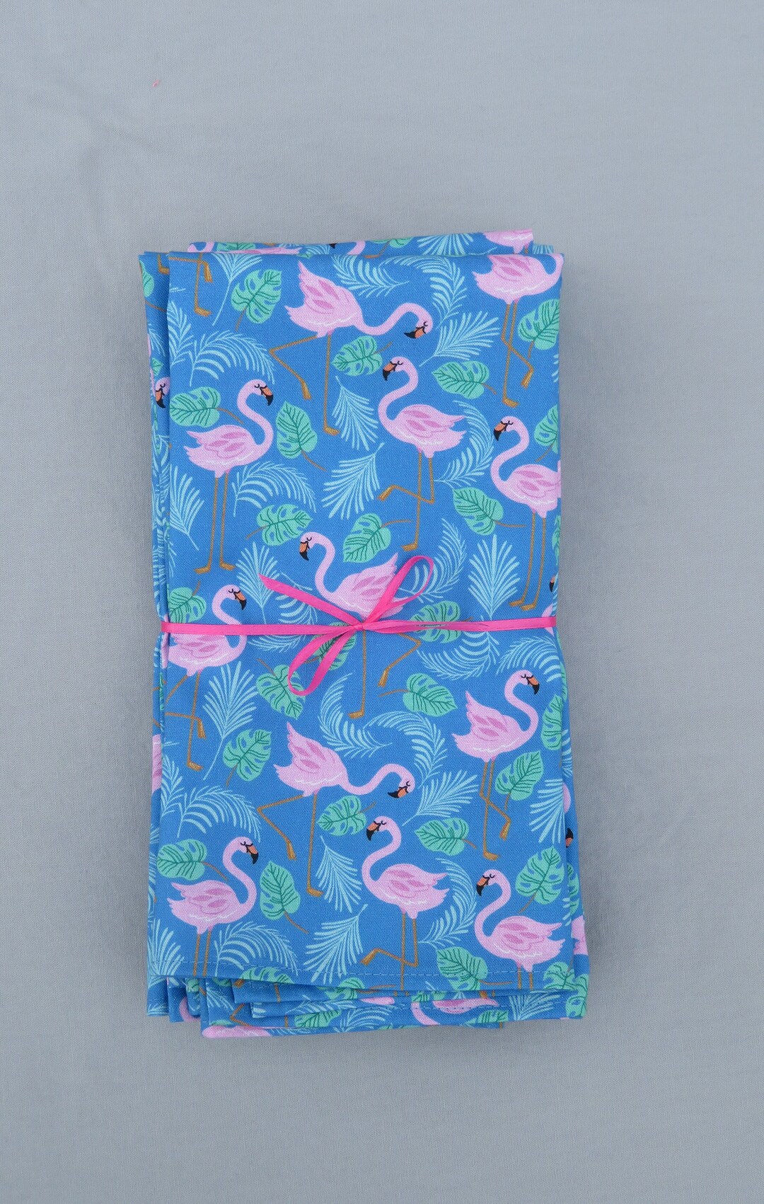 Pink Flamingo Napkins on Medium Blue Set of 6 100% Cotton - Etsy