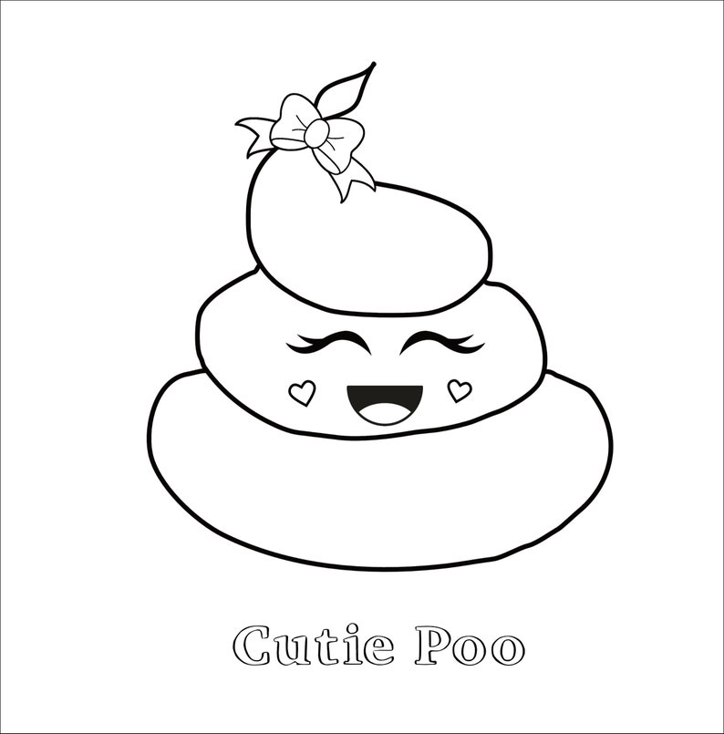 Girly-poo Printable Coloring Pages With Cute Funny Poop - Etsy Singapore