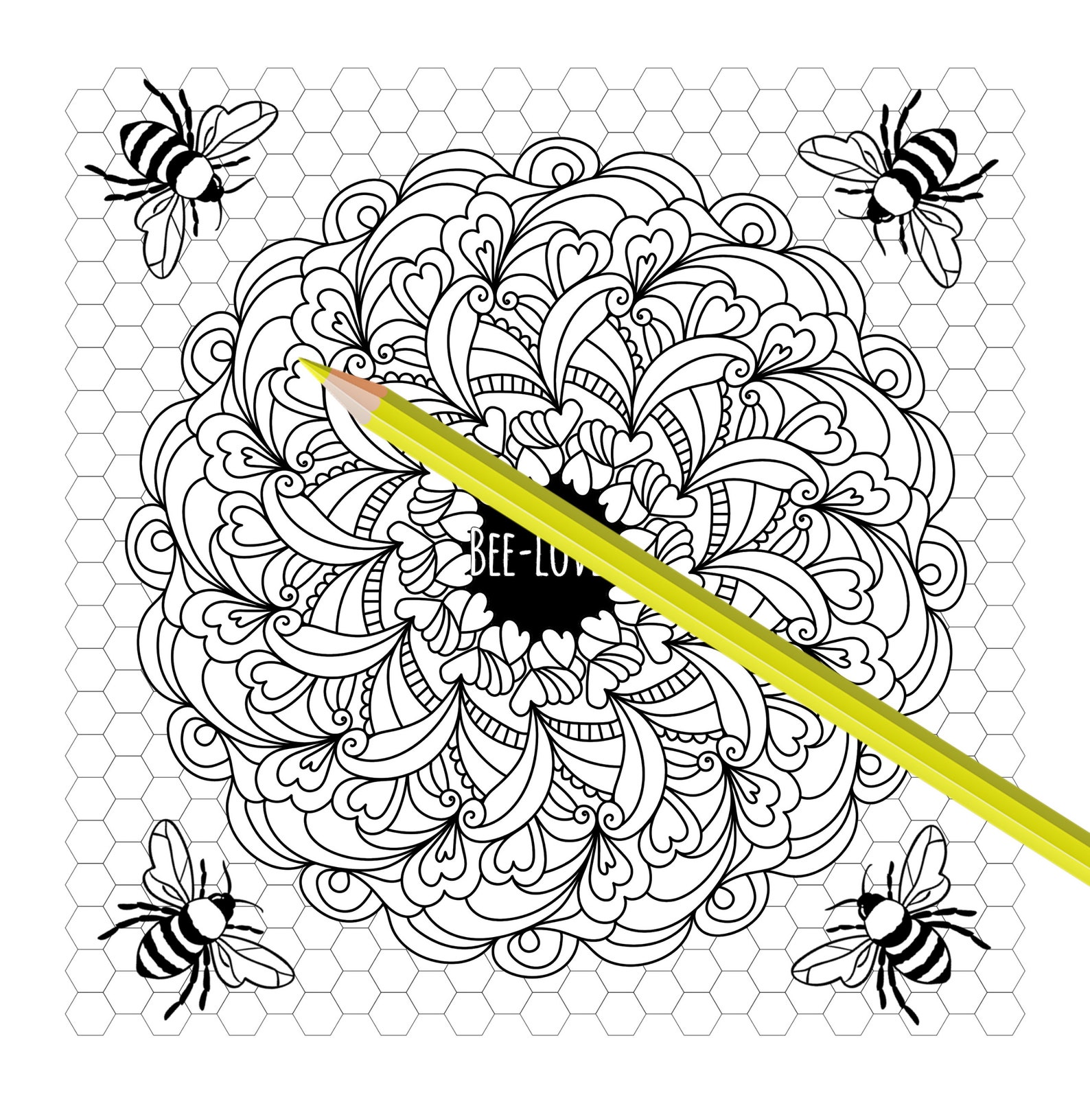 5 Honey Bee Mandalas Adult Printable Coloring Pages With - Etsy 日本