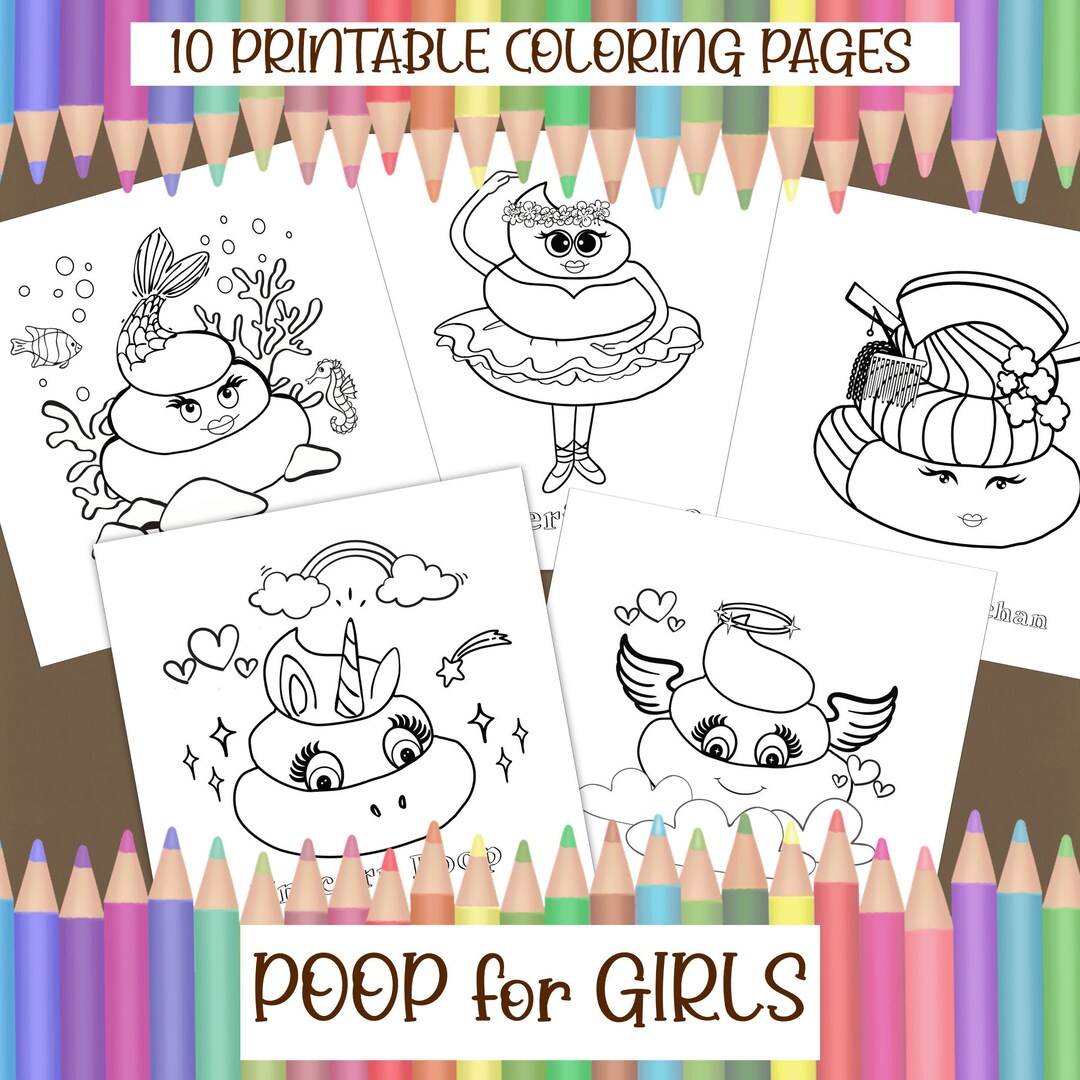 Girly-poo Printable Coloring Pages With Cute, Funny Poop Characters to ...