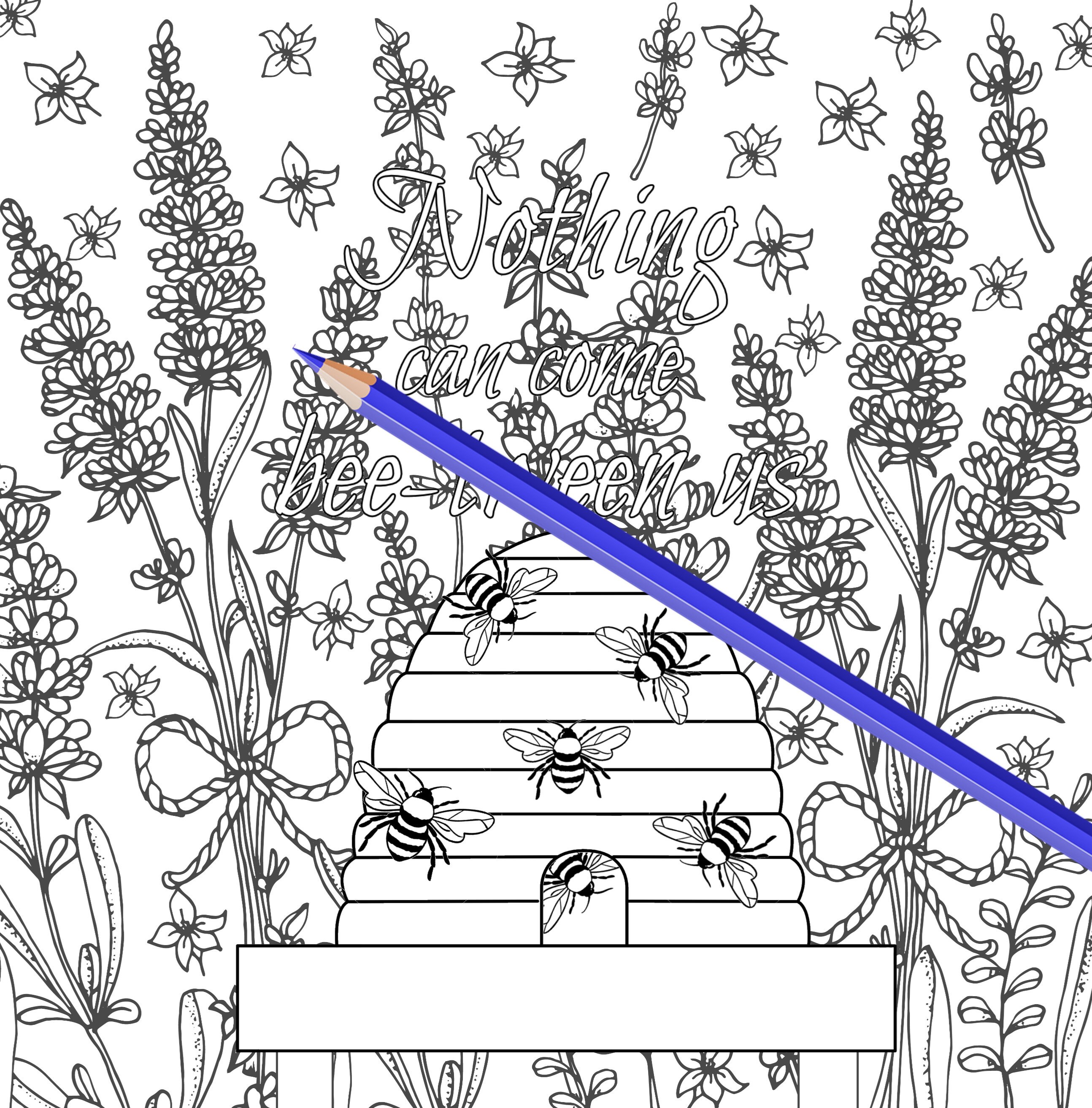 5 Honey Bee Adult Printable Coloring Pages With Romantic Quotes - Etsy UK