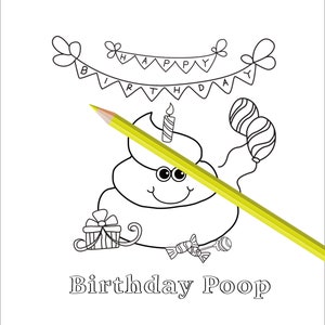 Girly-poo Printable Coloring Pages With Cute Funny Poop - Etsy Singapore