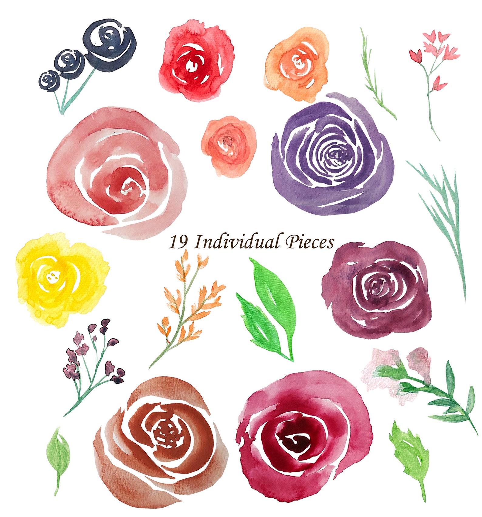 Hand Painted Flowers Clipart Digital Download Spring Floral - Etsy
