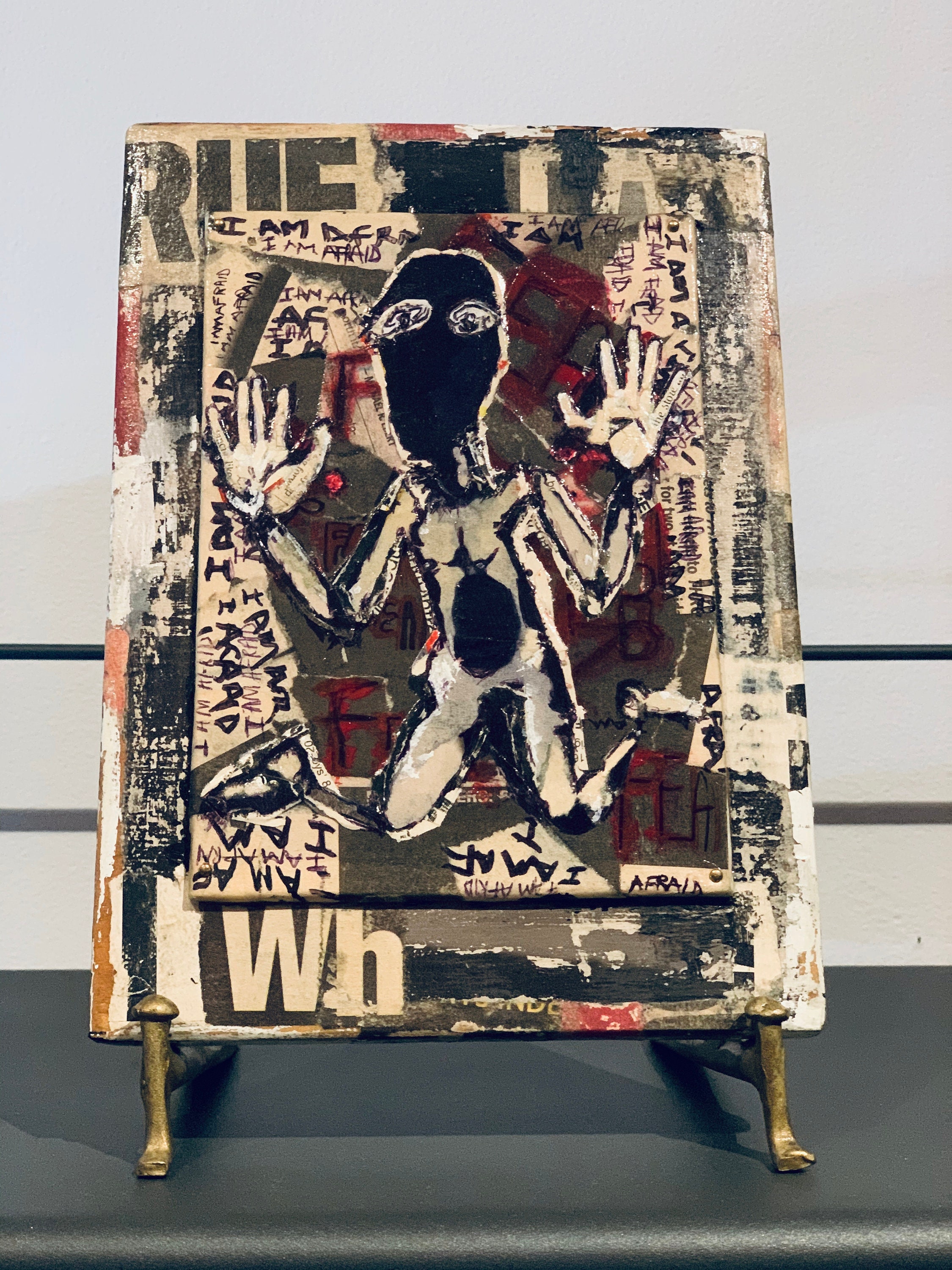 FEAR Original Collage Mixed Media Art on Wood-street Art-urban Art ...