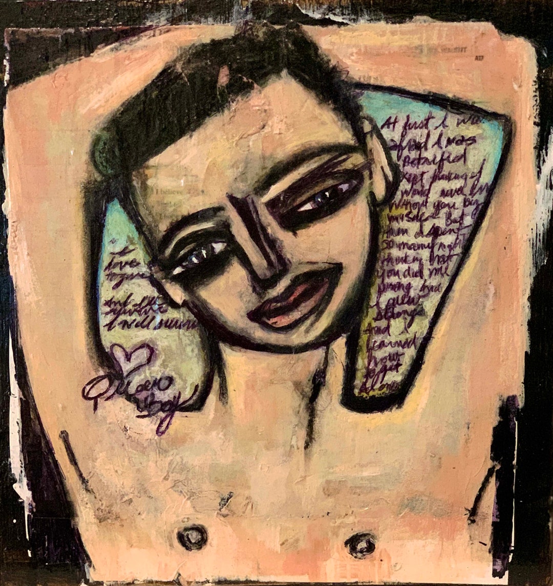 Queer Boy Original Collage Mixed Media Art on Wood-urban Art-street Art ...