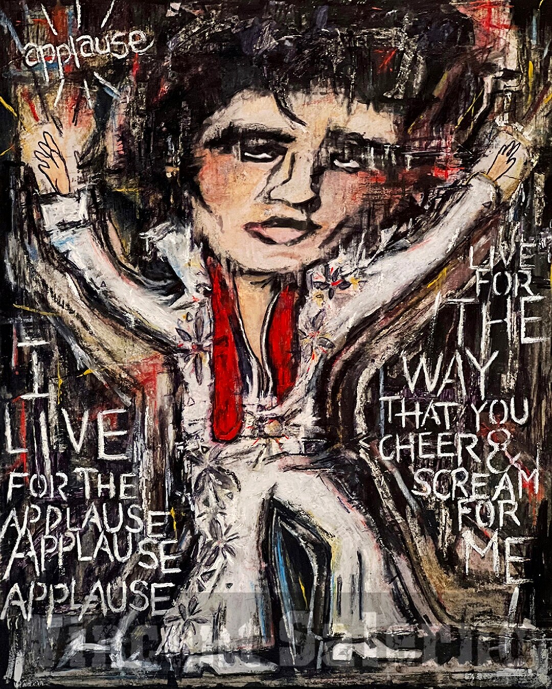 Elvis Presley Original Mixed Media Collage on Recycled Wood-the King ...