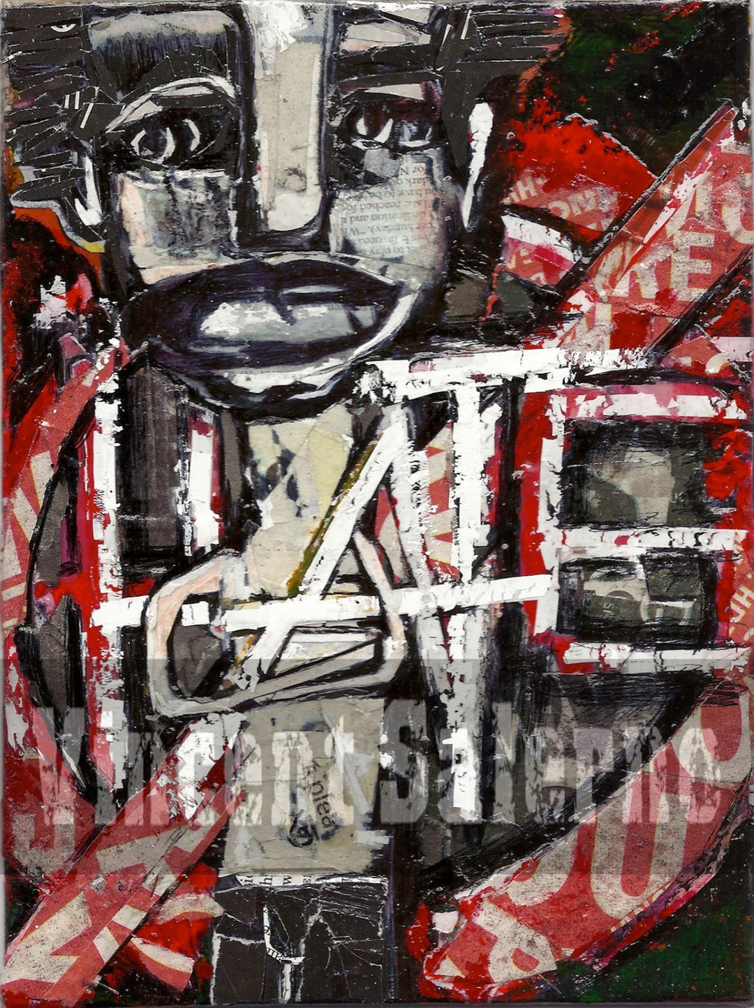 HATE Original Collage Mixed Media Art on Wood-urban Art-street Art ...
