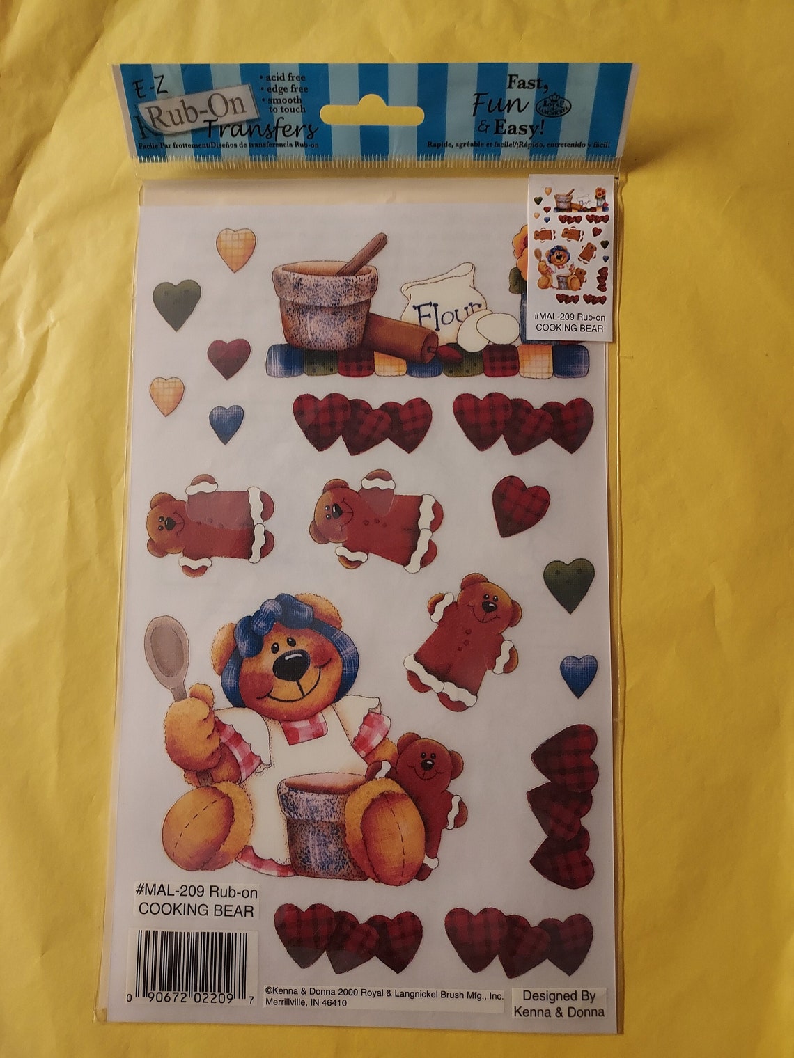 Cooking Bear EZ Rub on Transfers. Cute Country Bears With Plaid Hearts ...