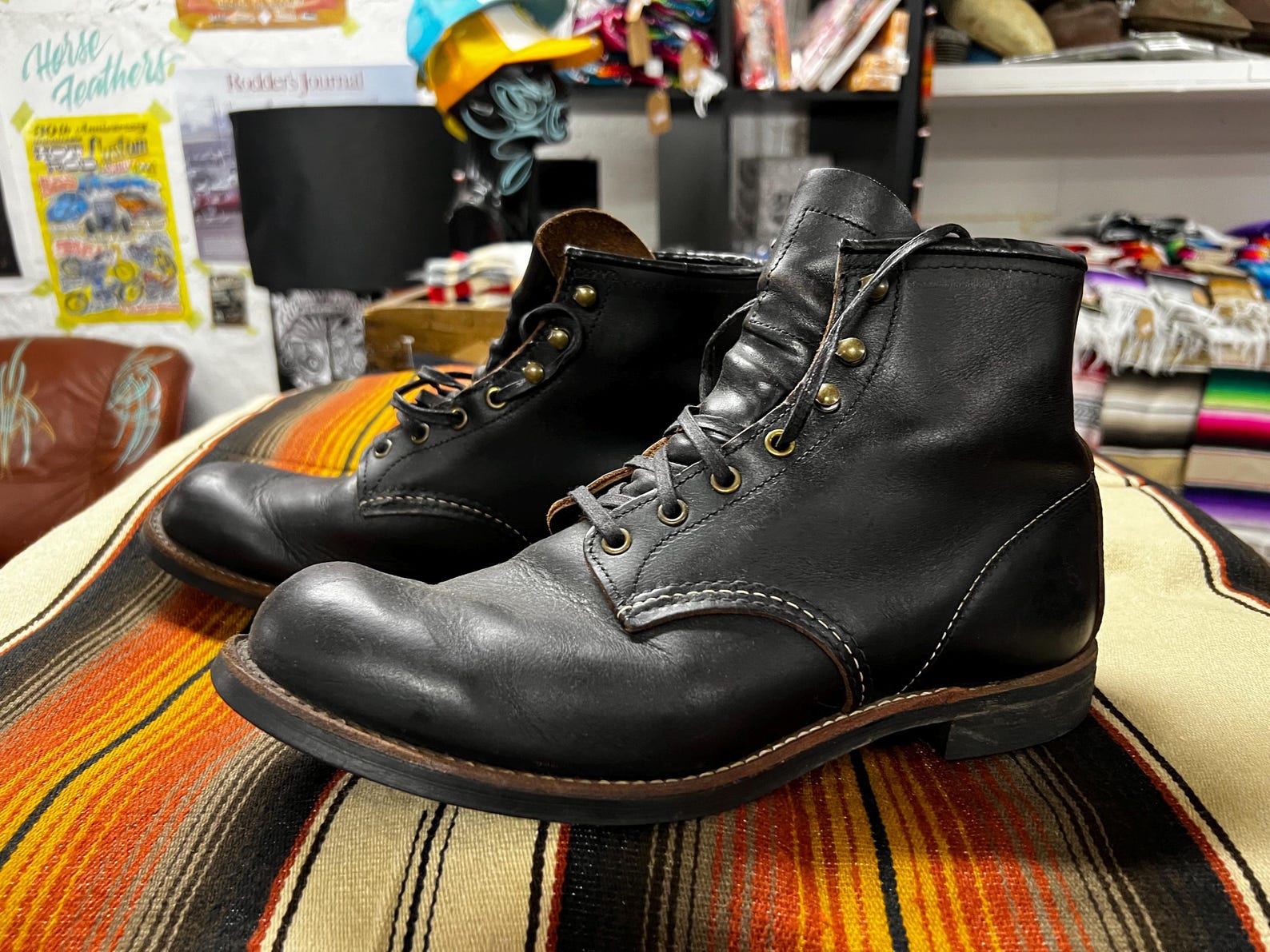 RED WING 3345 Blacksmith Black Prairie Leather Vintage Mens 10.5US 43 ...